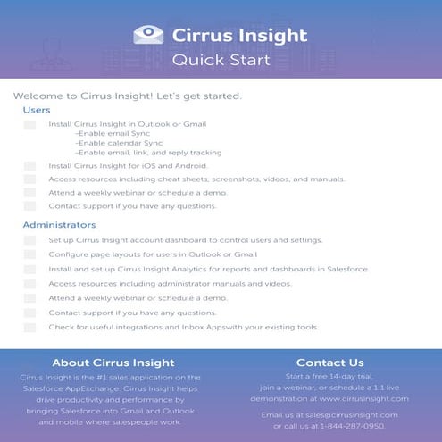 Cirrus Insight Quick Start Guide | PDF
