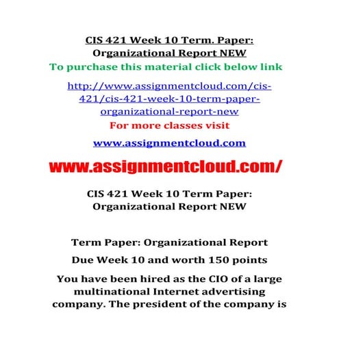 Cis 421-week-10-term-paper | PPT