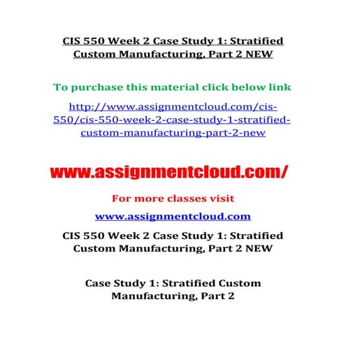 Cis 550-week-2-case-study-1 | PDF