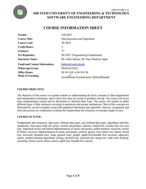 CIS-(Data Structures and Algorithms)FALL2023.pdf CIS-(Data Structures and Algorithms)FALL2023.pdf