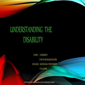 UNDERSTANDING THE DISABILITY | PPTX