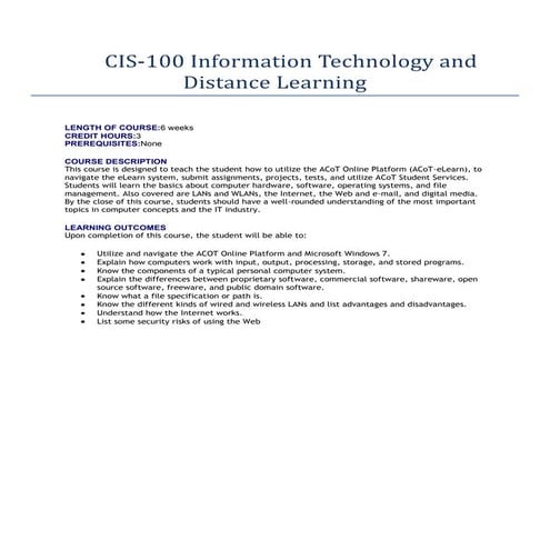 Cis100 outline | DOCX