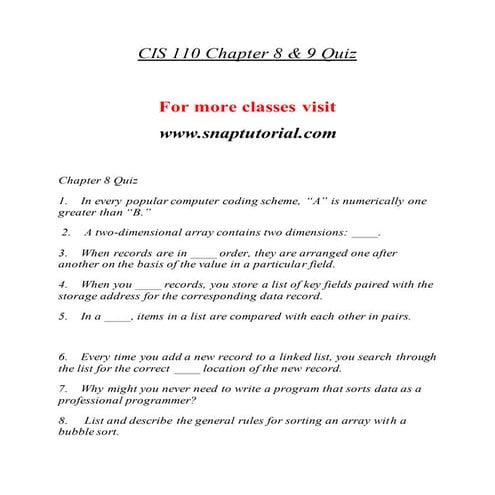 Cis 110 Enthusiastic Study - snaptutorial.com