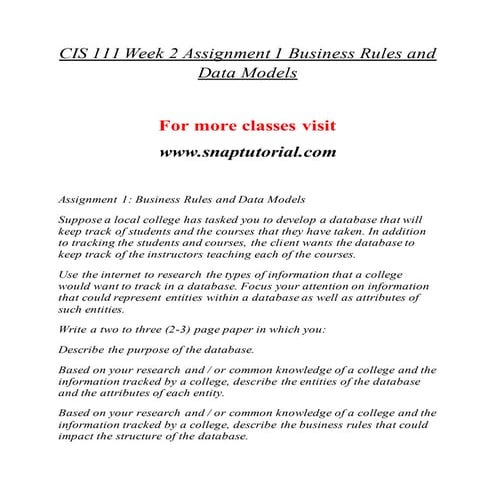 Cis 111 Success Begins / snaptutorial.com