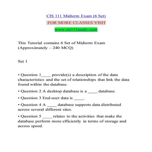 CIS 111 STUDY Introduction Education--cis111study.com