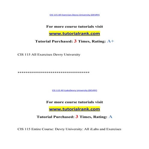 CIS 115 Effective Communication - tutorialrank.com