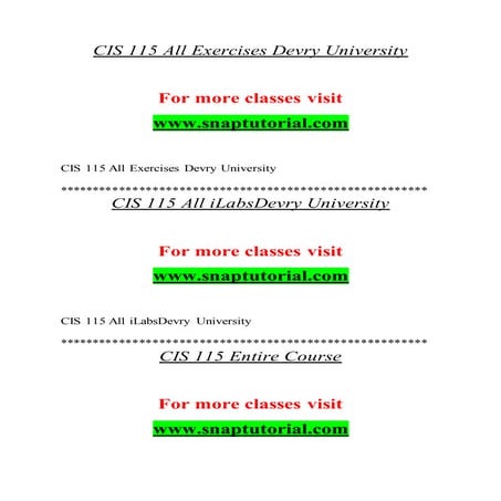 Cis 115 Education Redefined-snaptutorial.com