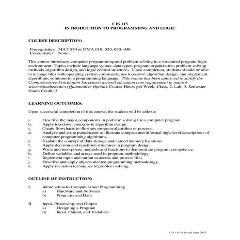 Cis115 Programming Logic Pdf 1962