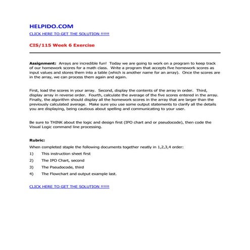 Cis 115 exercise 6 | PDF