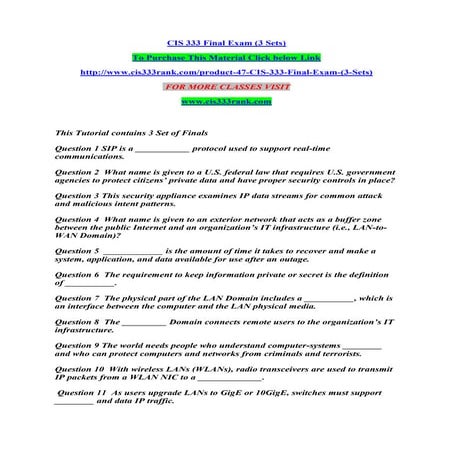 CIS 333 Final Exam (3 Sets) | PDF