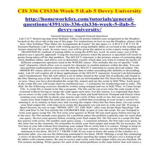 Cis 336 cis336 week 5 i lab 5 devry university | PDF