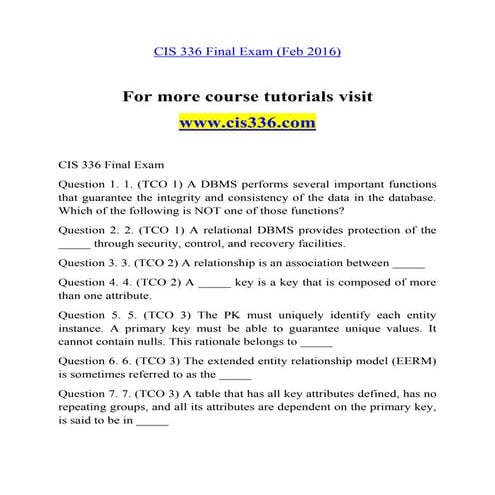 CIS 336 Redefined Education--cis336.com