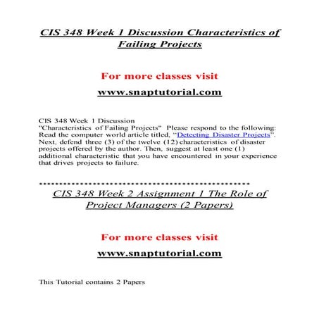 CIS 348 Exceptional Education / snaptutorial.com