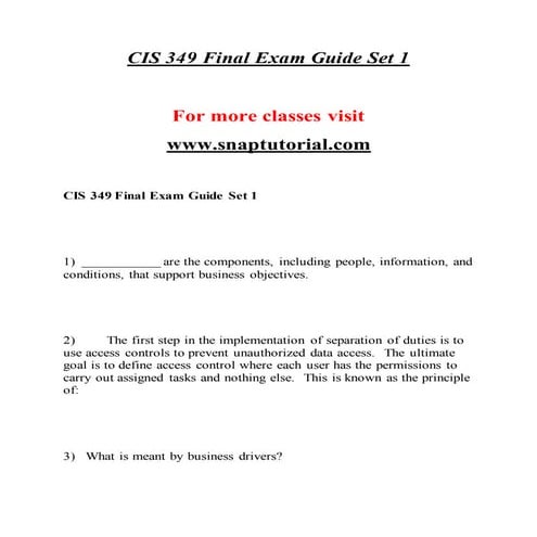 CIS 349 Education Organization / snaptutorial.com