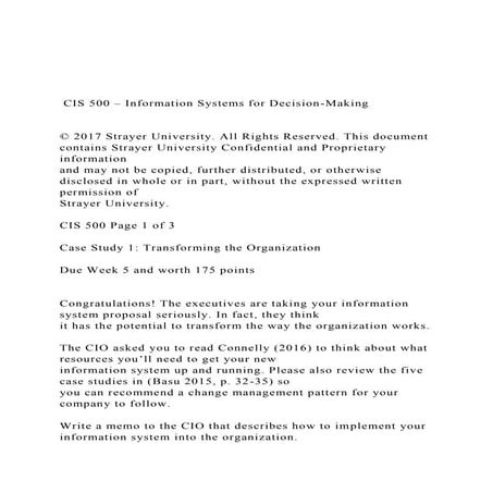 CIS 500 – Information Systems for Decision-Making ©.docx