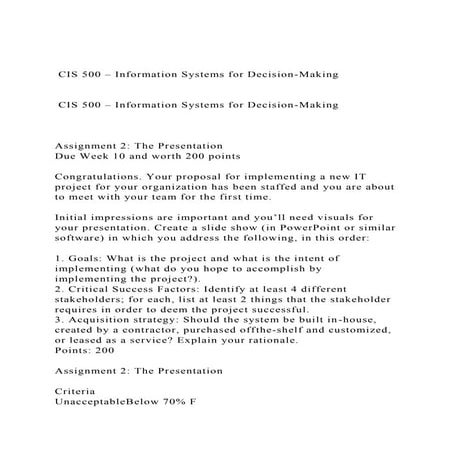 CIS 500 – Information Systems for Decision-Making CIS 5.docx | Computer ...