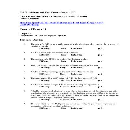 Cis 501 midterm and final exam – strayer new | DOCX