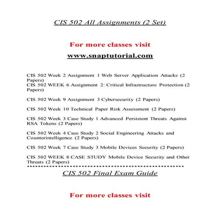 CIS 502 Exceptional Education - snaptutorial.com | PDF