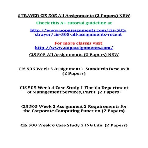 CIS 505 Entire Course NEW | DOCX