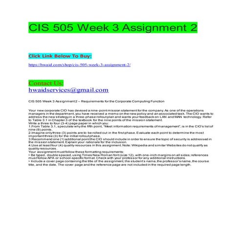 Cis 505 week 3 assignment 2 | PDF