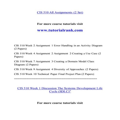 CIS 510 Inspiring Innovation/tutorialrank.com