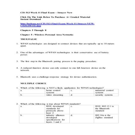 Cis 513 week 11 final exam – strayer new | PDF