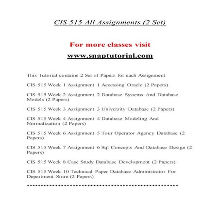 CIS 515 Enhance teaching / snaptutorial.com | DOCX