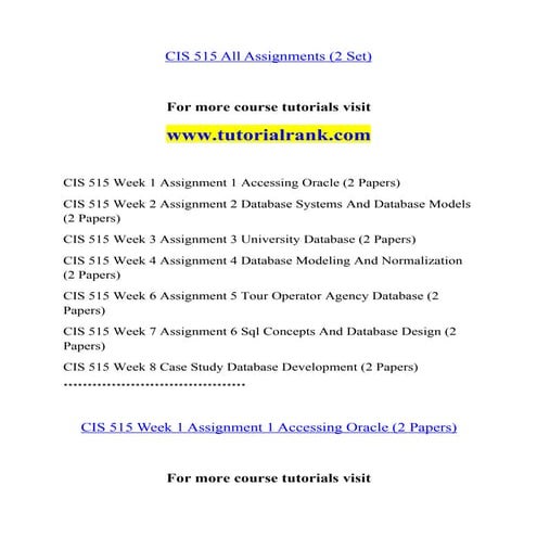 CIS 515 Effective Communication - tutorialrank.com