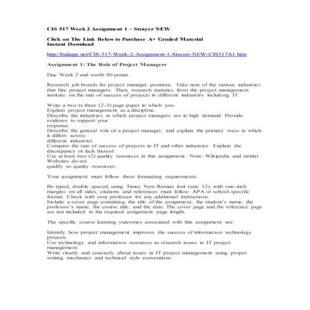 Cis 517 week 2 assignment 1 strayer | PDF