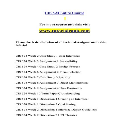 Cis 524 Teaching Effectively--tutorialrank.com