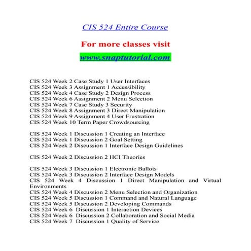 Cis 524 Effective Communication-snaptutorial.com