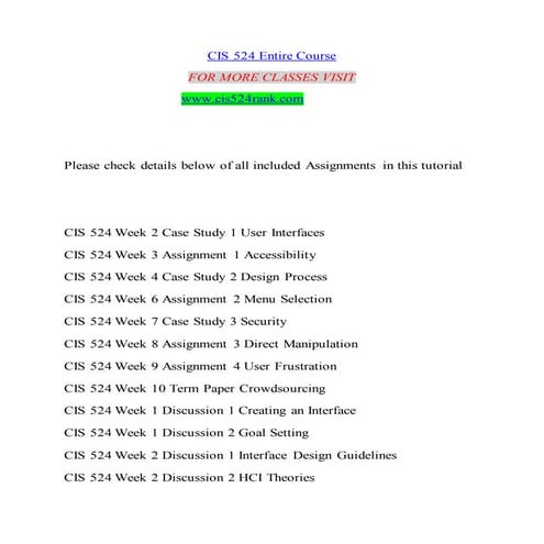 CIS 524 RANK Become Exceptional--cis524rank.com