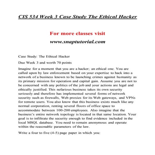 Cis 534 Technology levels--snaptutorial.com