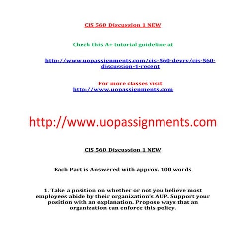 CIS 560 Entire Course NEW | PDF