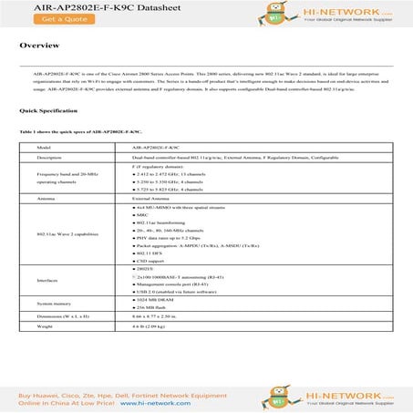 cisco-air-ap2802e-f-k9c-datasheet.pdf | Computer Networking | Computing