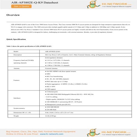 cisco-air-ap3802e-q-k9-datasheet.pdf | Computer Networking | Computing