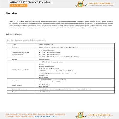 cisco-air-cap3702i-a-k9-datasheet.pdf | Computer Networking | Computing