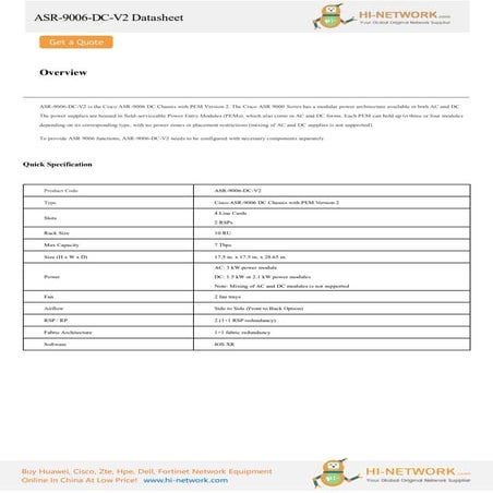 Cisco Asr 9006 Dc V2 Datasheet Pdf