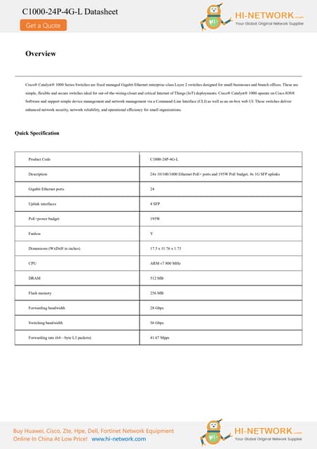 cisco-c1000-24fp-4x-l-datasheet.pdf | Computer Networking | Computing