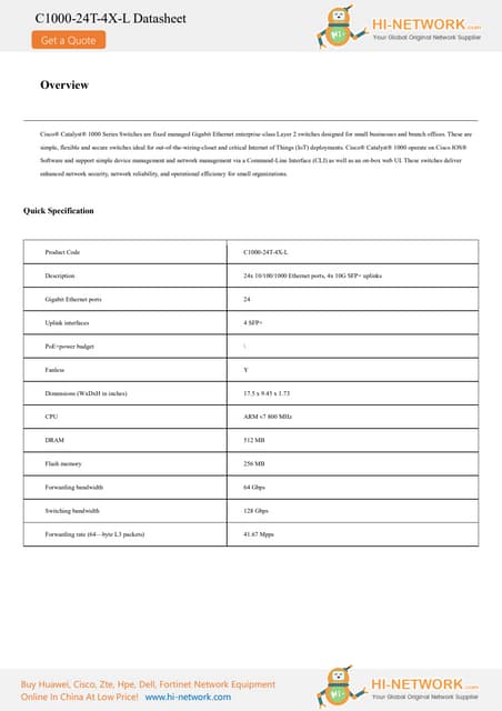 cisco-c1000-24fp-4x-l-datasheet.pdf | Computer Networking | Computing