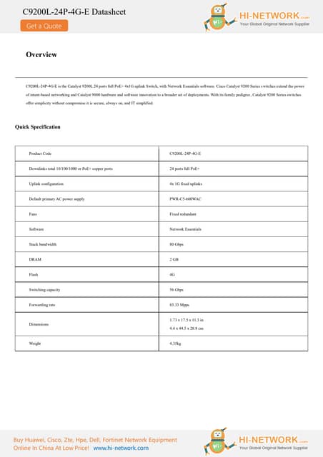 cisco-c9200-24p-e-datasheet.pdf | Computer Networking | Computing
