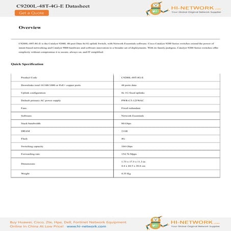 cisco-c9200l-48t-4g-e-datasheet.pdf | Computer Networking | Computing