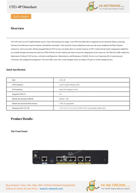 Cisco router 1941 series datasheet | PDF