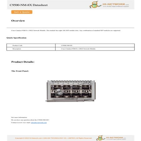 cisco-c9500-nm-8x-datasheet.pdf | Computer Networking | Computing