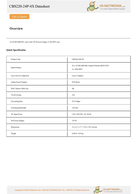cisco-cbs220-48t-4x-datasheet.pdf | Computer Networking | Computing
