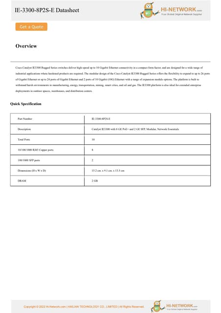 cisco-ie-3300-8t2s-e-datasheet.pdf | Computer Peripherals | Computing