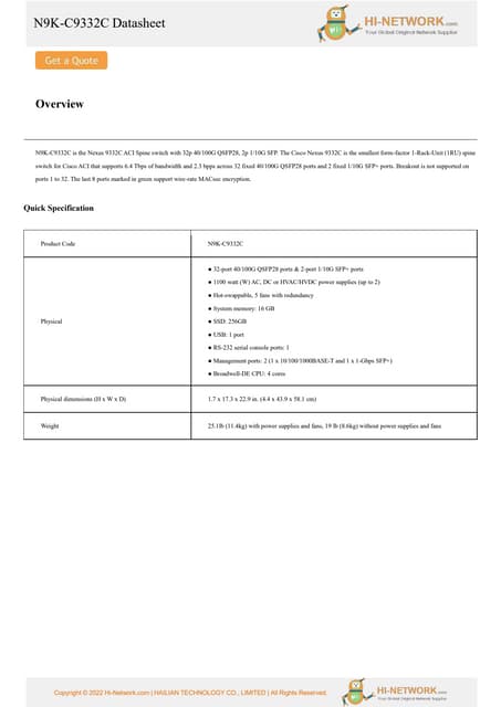 cisco-n9k-c9364c-datasheet.pdf | Computer Peripherals | Computing