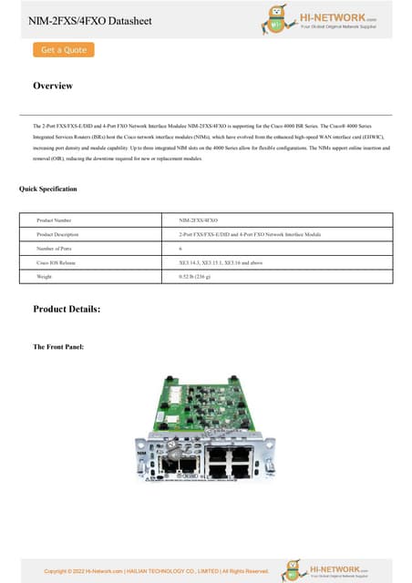 Cisco ISR 4000 Series Interfaces and Modules | PPT