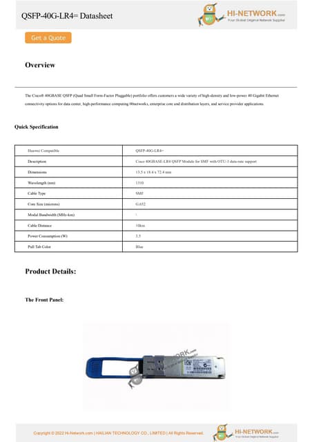 cisco-cfp-100g-lr4=-datasheet.pdf | Computer Networking | Computing