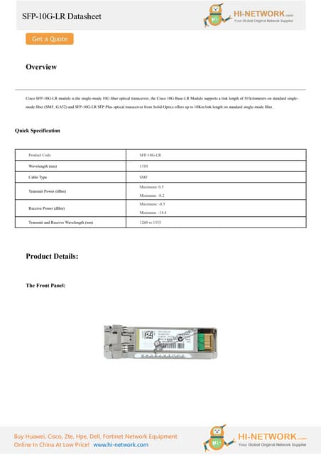 cisco-sfp-10g-zr-datasheet.pdf | Computer Networking | Computing